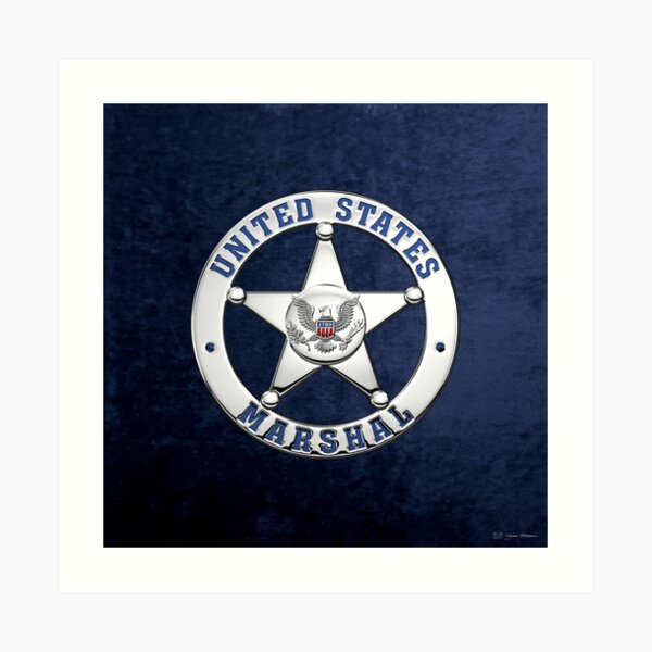"U.S. Marshals Service - USMS Badge over Blue Velvet" Art Print by ...