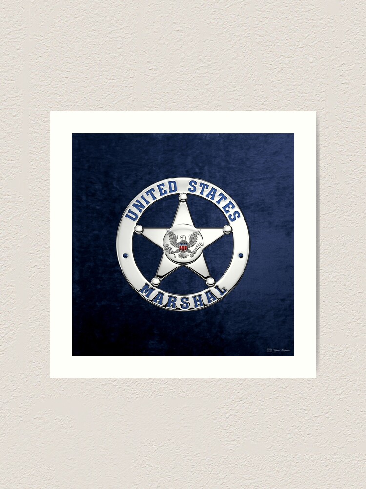 "U.S. Marshals Service - USMS Badge over Blue Velvet" Art Print by ...
