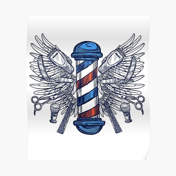 "Barbers Barber Pole Scissors Clippers" Poster for Sale by Creativity ...