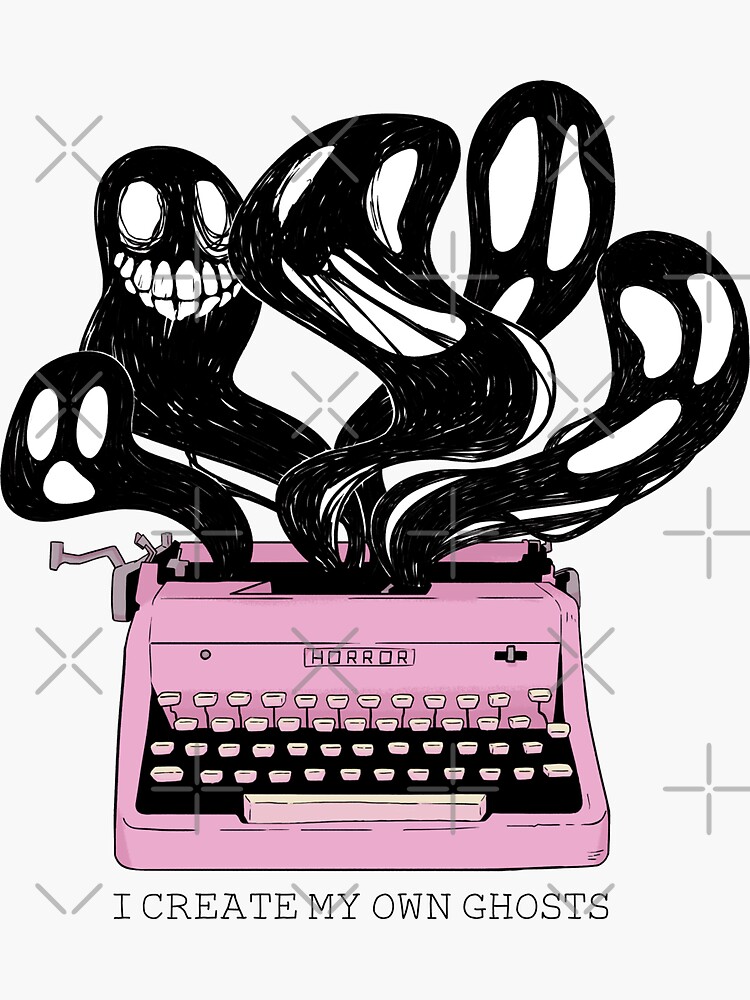 "Typewriter with ghosts" Sticker for Sale by ChiquitaFoncy | Redbubble