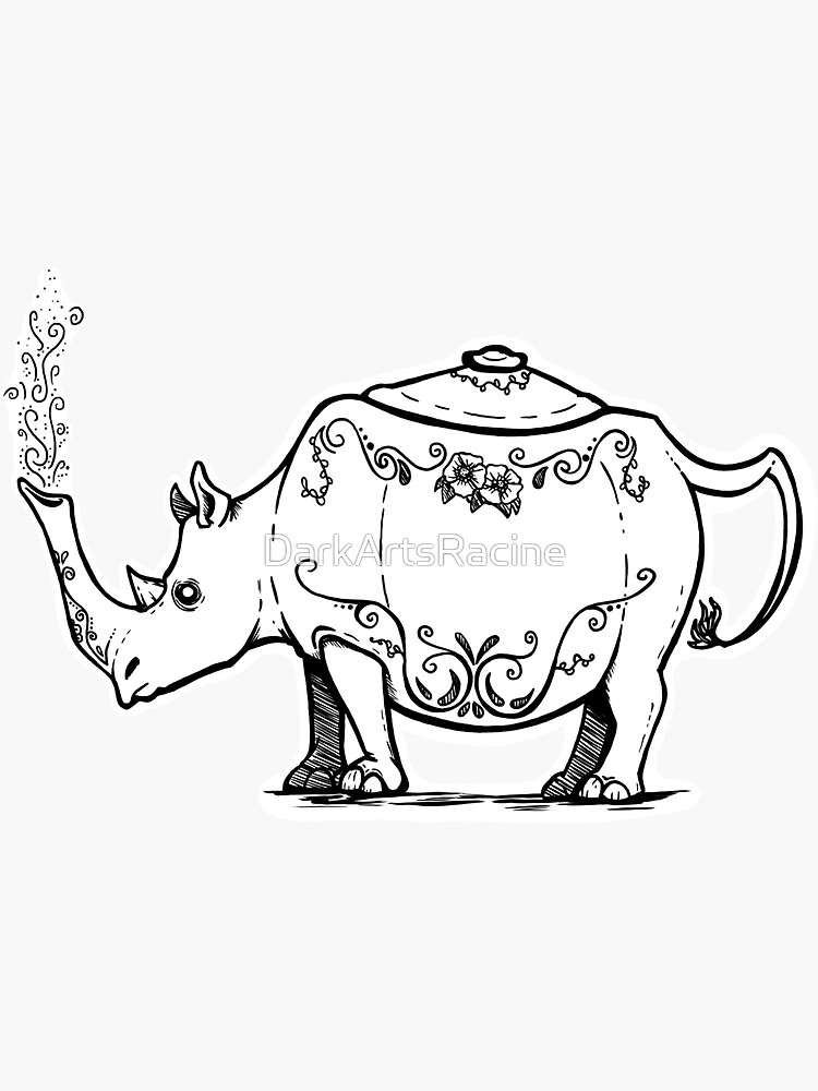 "Rhino X Teapot" Sticker by DarkArtsRacine | Redbubble