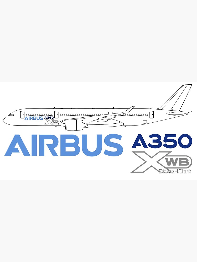 "Airbus A350 Line Drawing" Art Print by SteveHClark | Redbubble