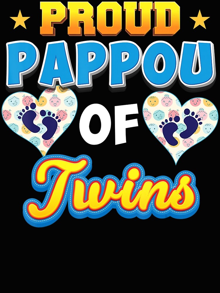 "Proud Pappou Of Twins Father Day Heart Footprint Dad Daddy ...