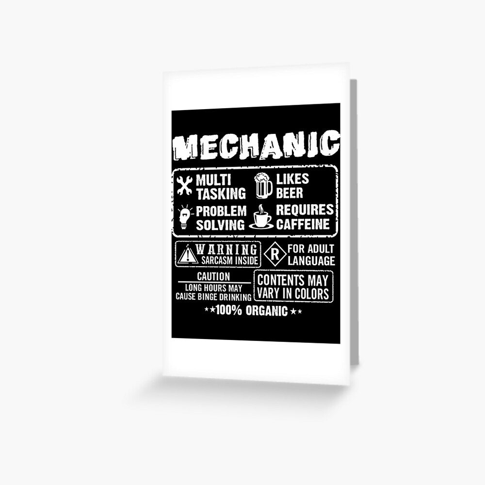 "funny mechanic mechanics mechanical engineering" Greeting Card for ...