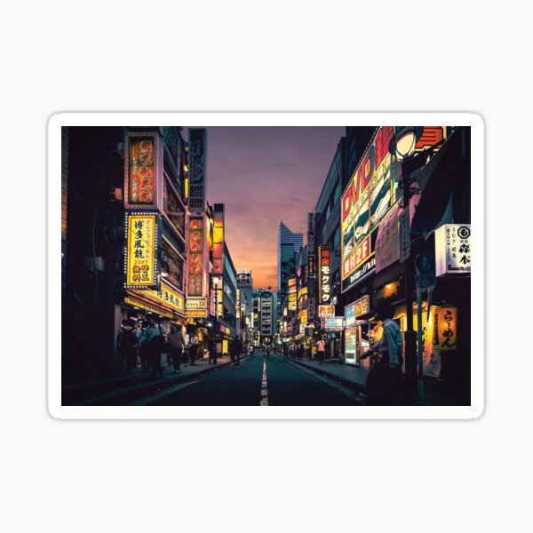 "Japan City Night Street City Life - " Sticker by sunildutt2583 | Redbubble