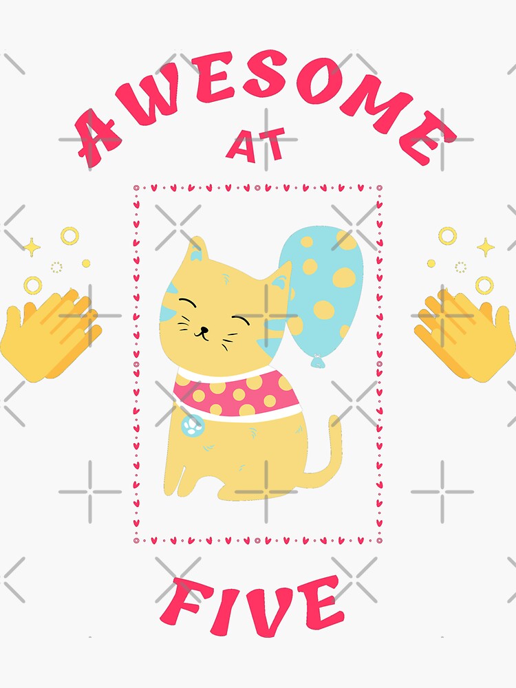 Pegatina «Awesome At Five - Happy 5th Birthday - Niños de 5 años - 5th ...