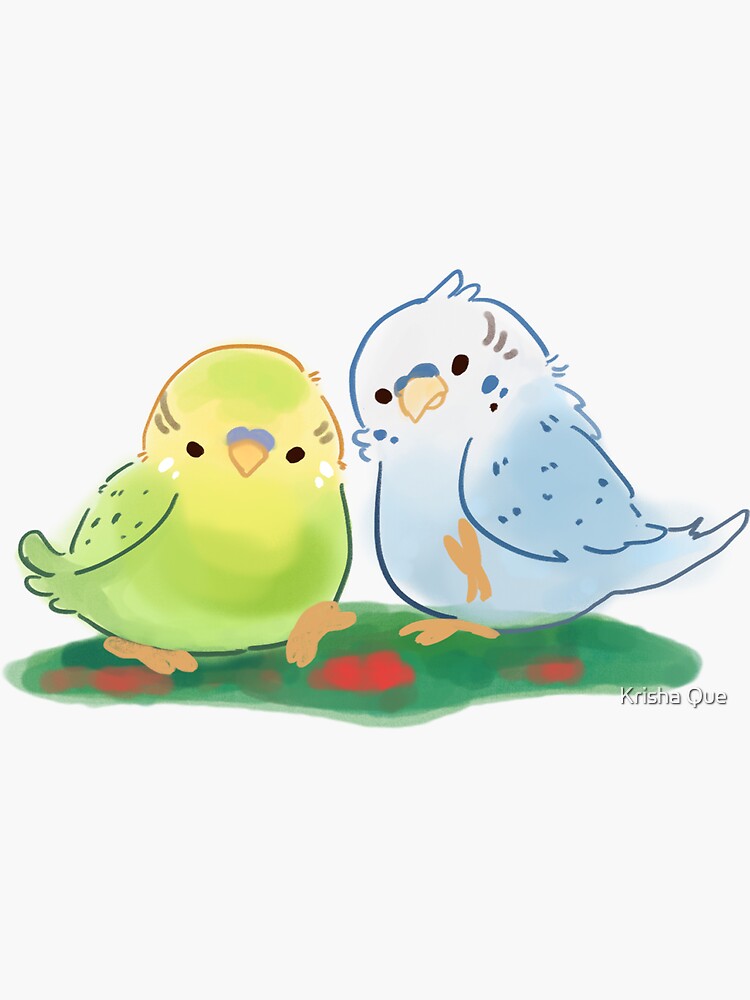 "Cute Budgie Friends Kawaii Birds Colorful Parrots " Sticker for Sale ...