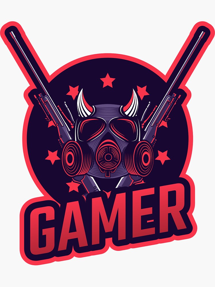 "Gamer with Gas Mask and Two Sniper Rifles" Sticker for Sale by ...