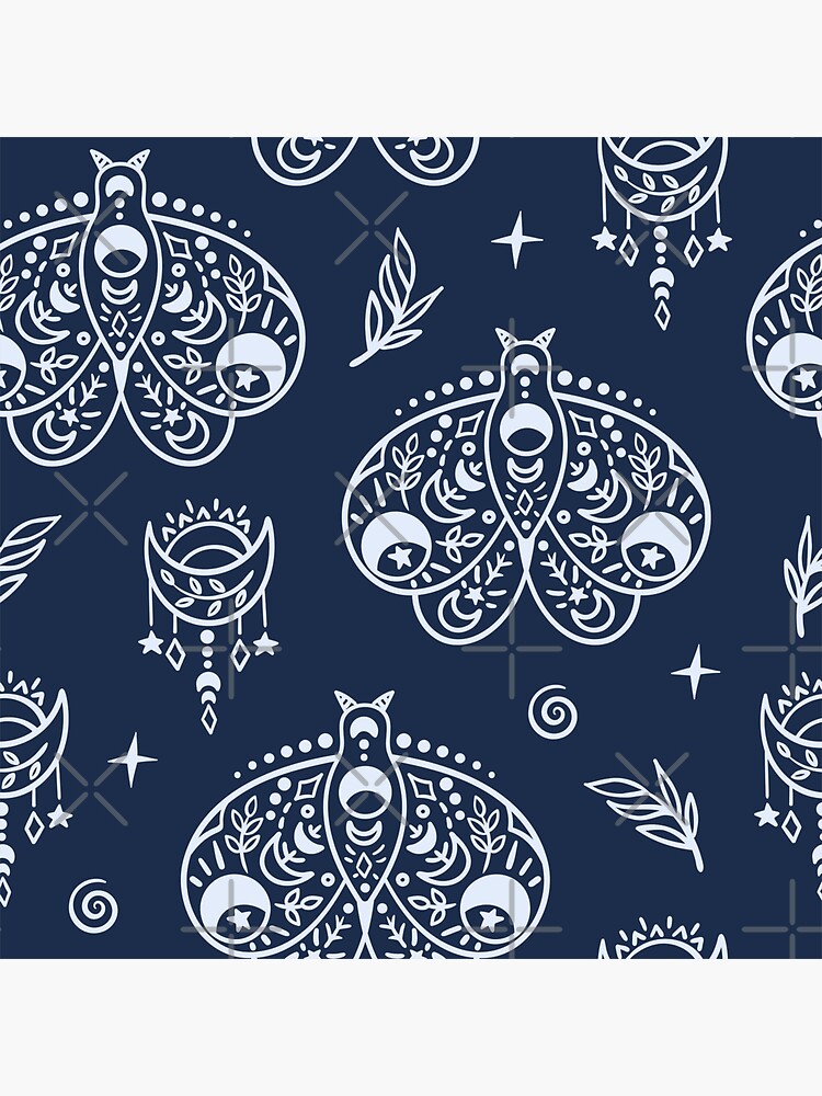 "Astral, celestial pattern in tones of dark blue and white" Sticker by ...