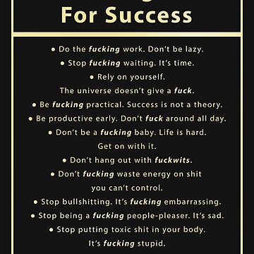 "12 Rules For Success " Poster for Sale by SuccessHunters | Redbubble