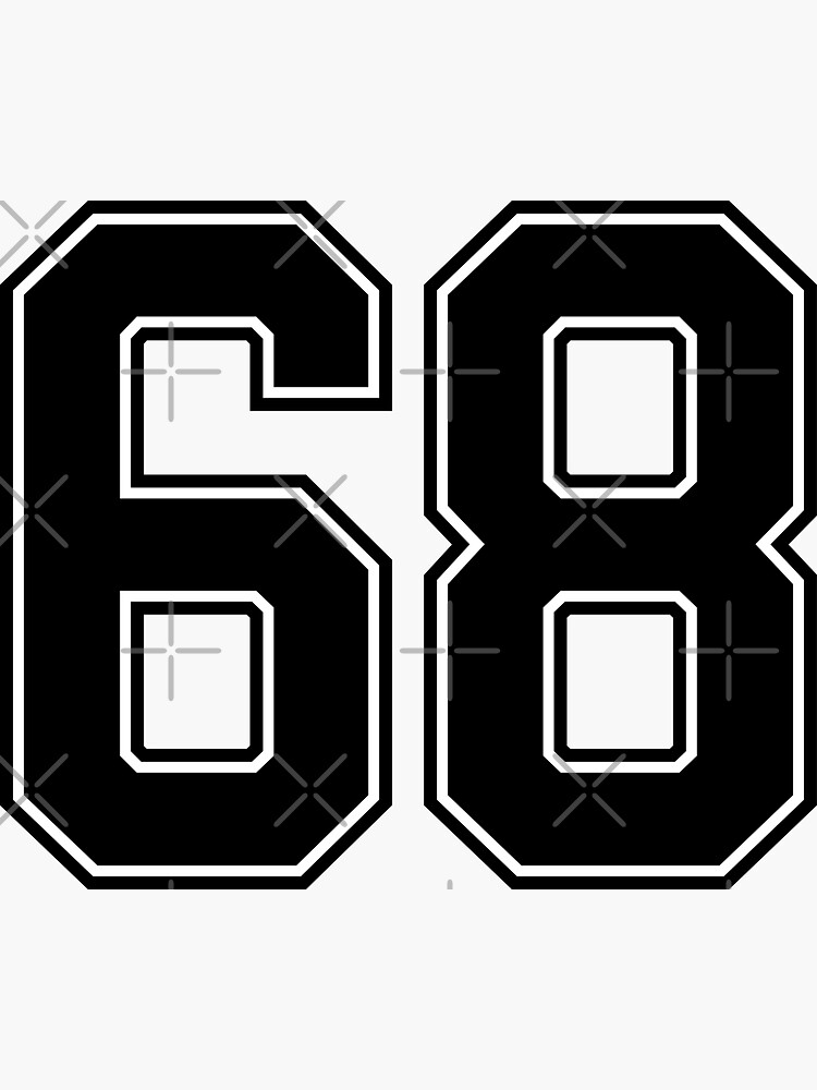 "Black Number 68 lucky sports jersey sixty eight" Sticker by HeavyStyle ...