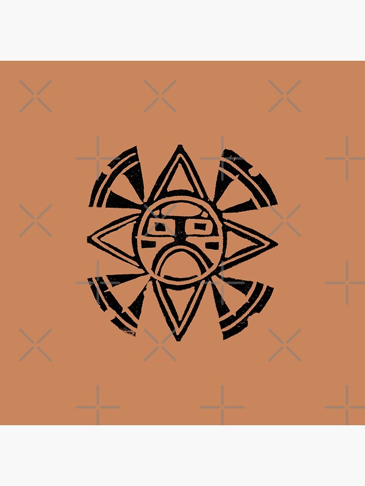 "Grumpy Sun God - Mesoamerican tribal line art" Poster for Sale by ...