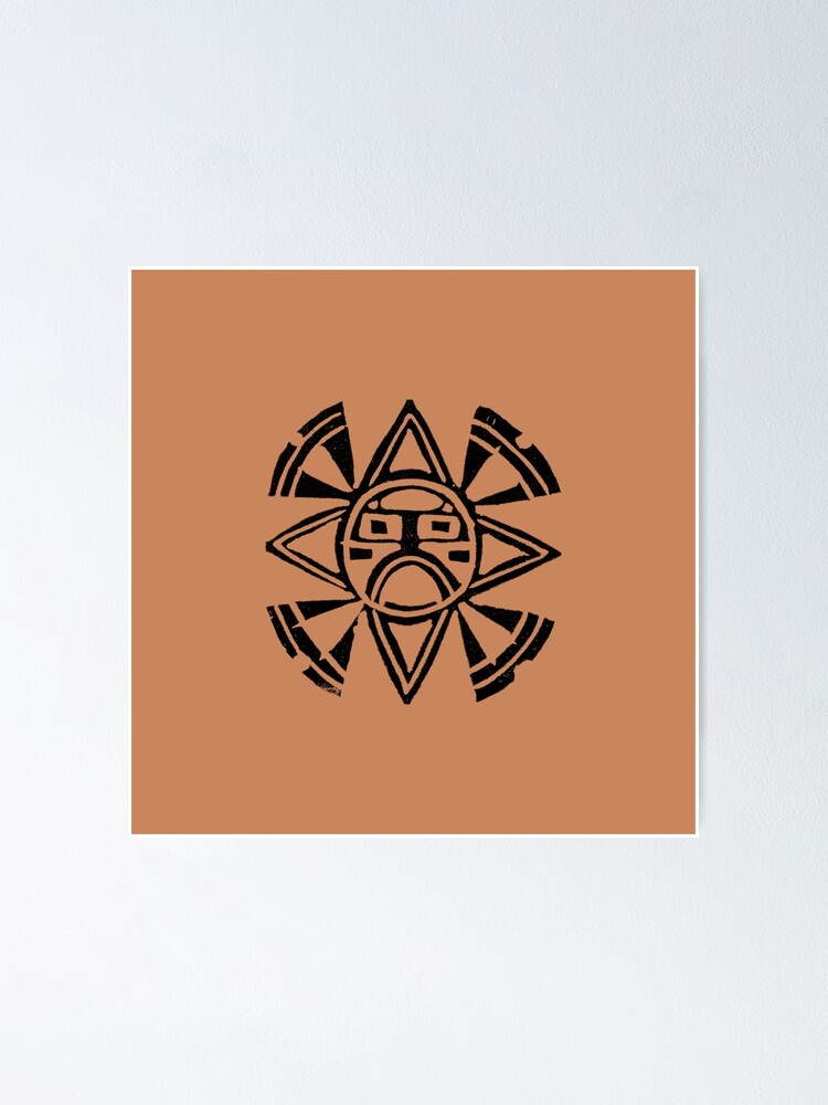 "Grumpy Sun God - Mesoamerican tribal line art" Poster for Sale by ...
