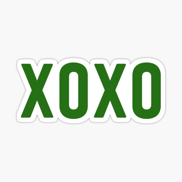 "Dark green XOXO, Hugs and Kisses Love Letters" Sticker for Sale by ...