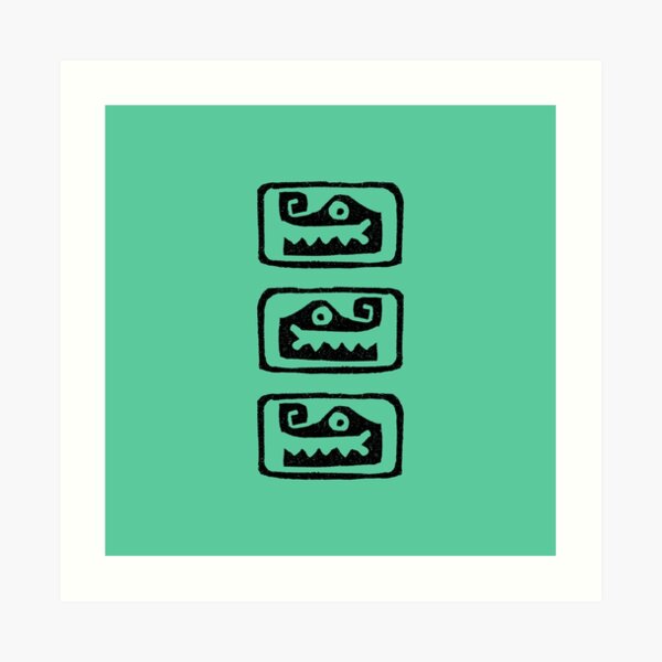 "Mayan sacred crocodiles - Mesoamerican tribal line art" Art Print for ...