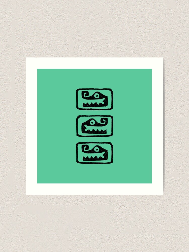 "Mayan sacred crocodiles - Mesoamerican tribal line art" Art Print for ...
