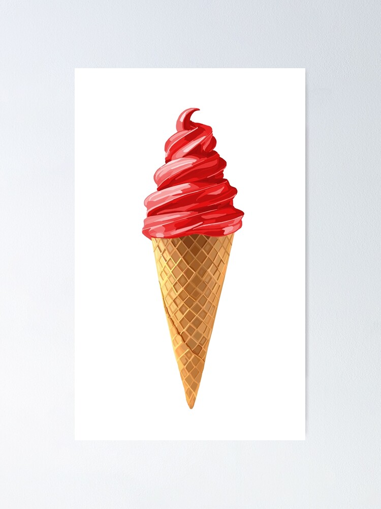 Sweet Red Cherry Dipped Ice Cream Cone Poster For Sale By Deborahcamp