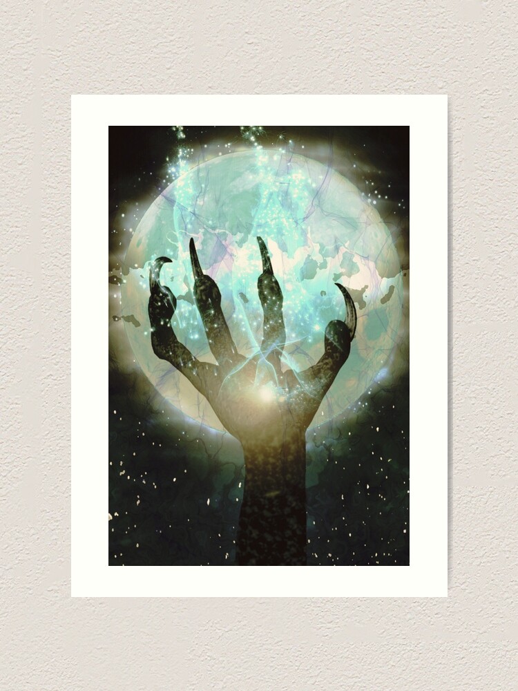 "mark of the beast hand full moon dark fantasy art" Art Print for Sale ...