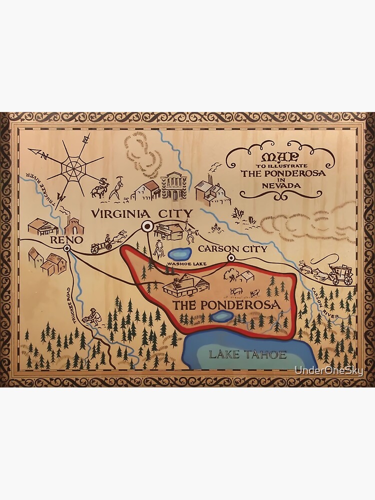 "Ponderosa Map - Bonanza" Art Print for Sale by UnderOneSky | Redbubble