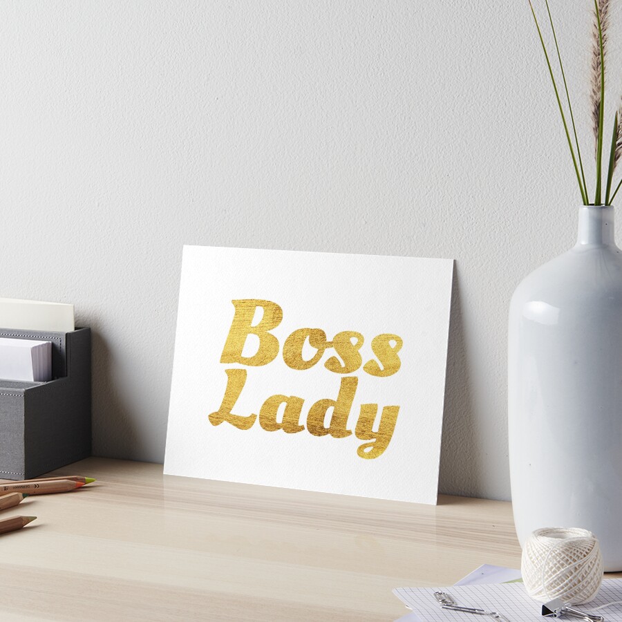 "Boss Lady in Cursive Gold" Art Board Print by KirstenJRenfroe | Redbubble