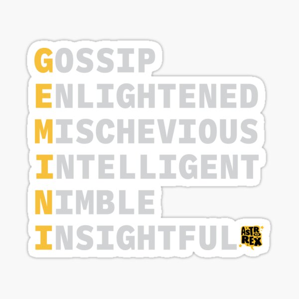 "AstroRex Gemini Vibes" Sticker by AstroRex | Redbubble