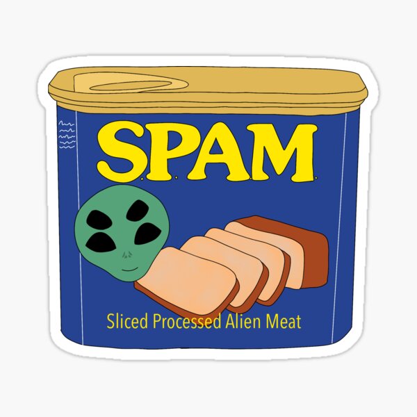 "SPAM sliced processed alien meat" Sticker by tinyendeavors | Redbubble