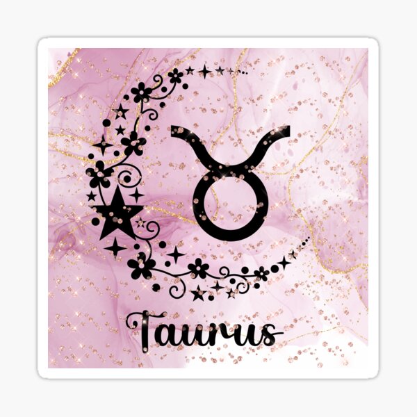"Zodiac Sign Taurus pink glitter" Sticker for Sale by endlesscreation ...