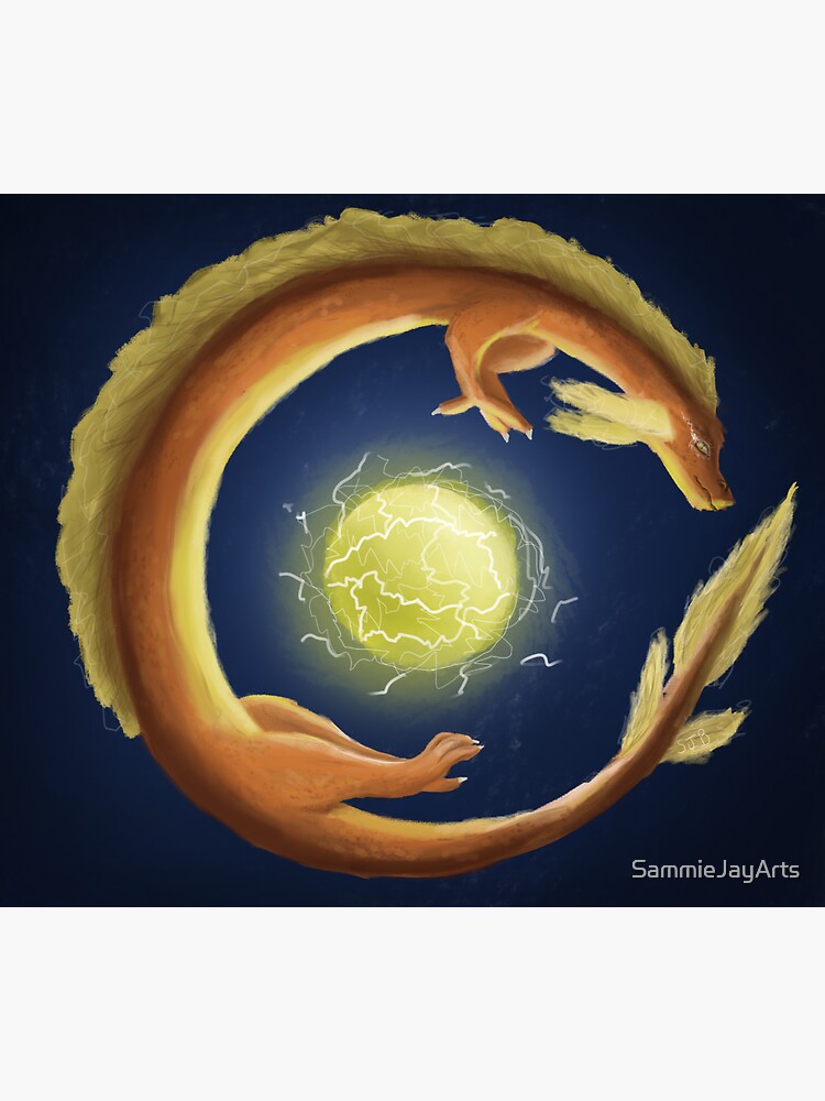 "Lightning Orb Dragon " Sticker by SammieJayArts | Redbubble