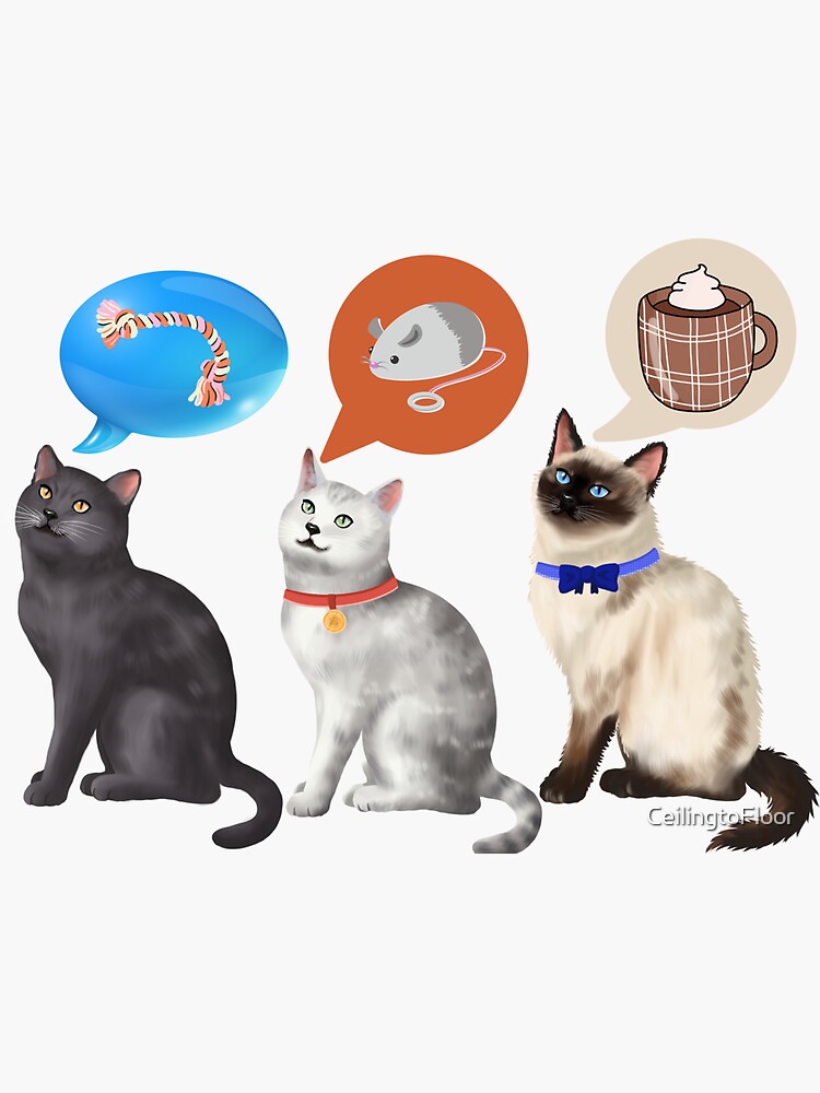 "Cat Thoughts (What are they thinking?)" Sticker by CeilingtoFloor ...