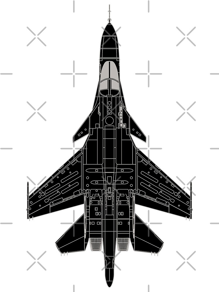 "Sukhoi Su-34 Fullback Silhouette Top View Black" Photographic Print ...