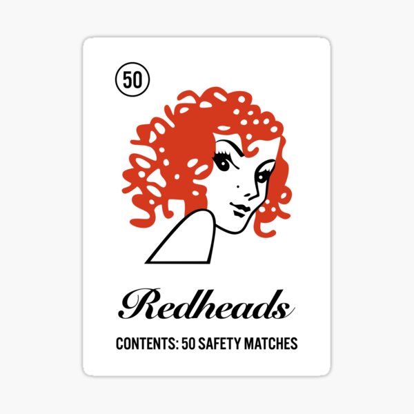 "Redheads MatchBox Label" Sticker by ArtCarts | Redbubble