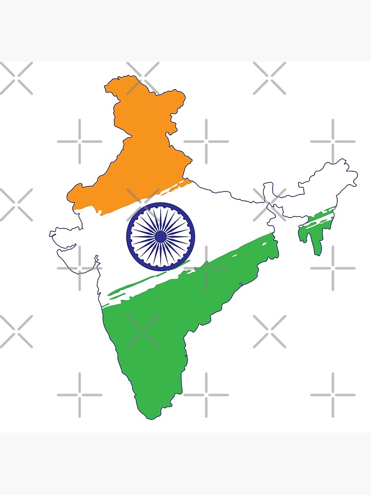 "Map of India in Tricolor with Ashoka Chakra Desi Indian" Art Print by ...