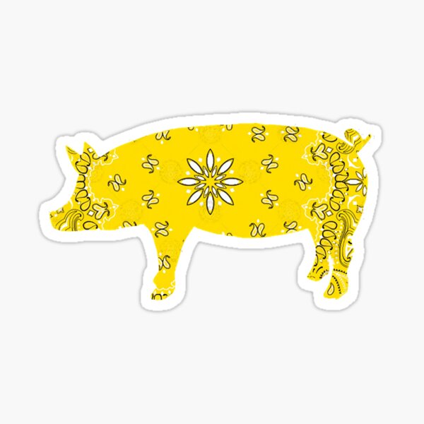 "BANDAN1MALS Pig-Yellow Hanky " Sticker for Sale by CurtisSm788962 ...