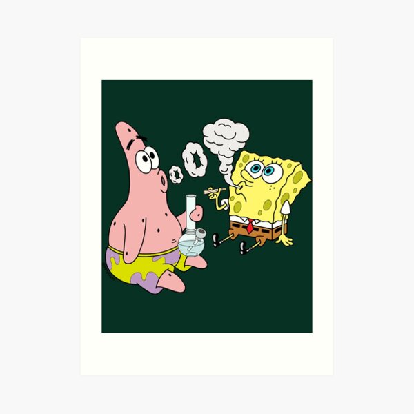 "Spongebob and Patrick Smoking Weed Cannabis Cartoon Art Magnet" Art ...