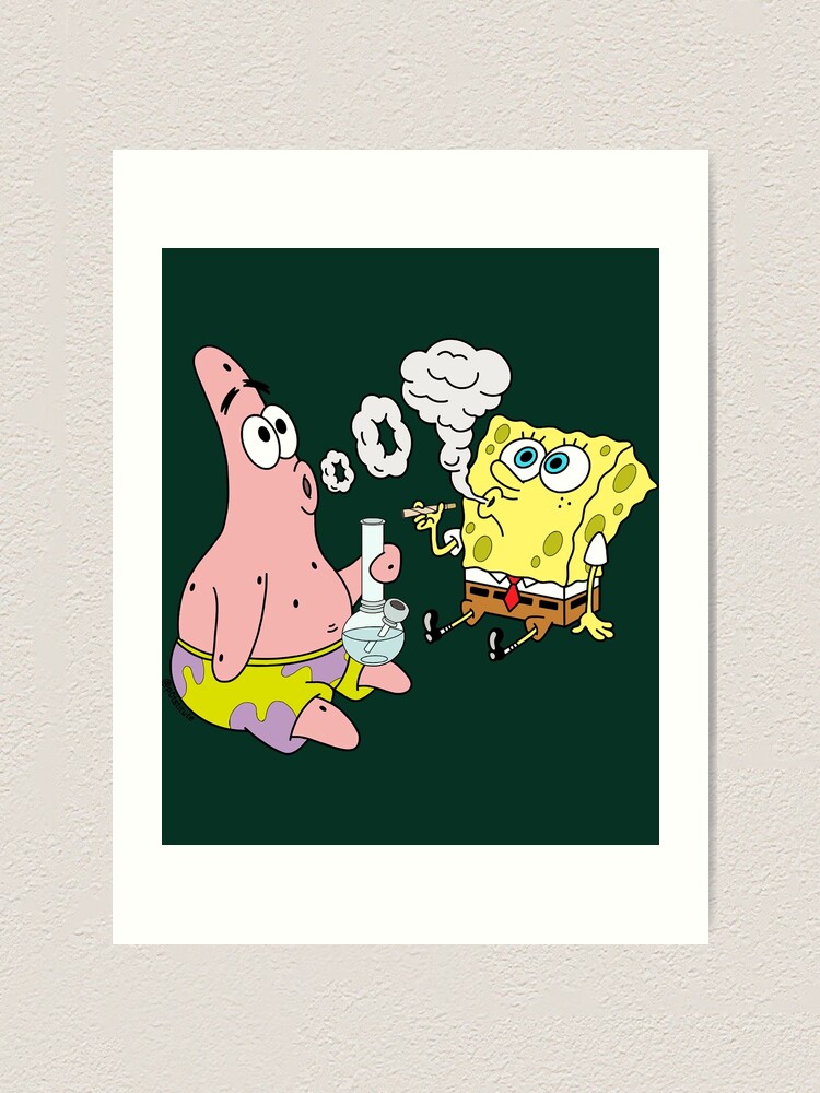 "Spongebob and Patrick Smoking Weed Cannabis Cartoon Art Magnet" Art ...