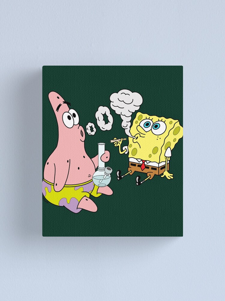Spongebob And Patrick Smoking Weed Cannabis Cartoon Art Magnet Canvas