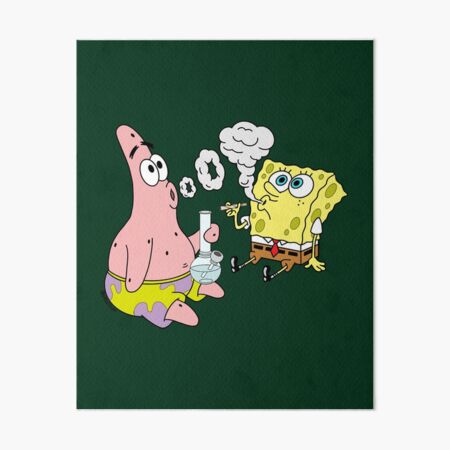 "Spongebob and Patrick Smoking Weed Cannabis Cartoon Art Magnet" Art ...