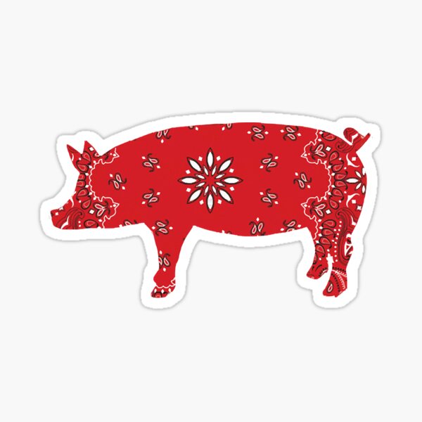 "BANDAN1MALS Pig-Red Hanky " Sticker for Sale by MarkHale633218 | Redbubble