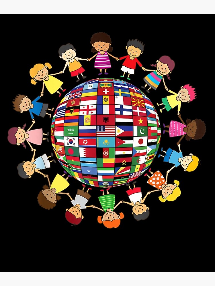 "Flags of the World Cultural, Diversity Kids around the Globe" Poster ...