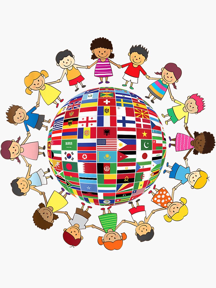 "Flags of the World Cultural, Diversity Kids around the Globe" Sticker ...