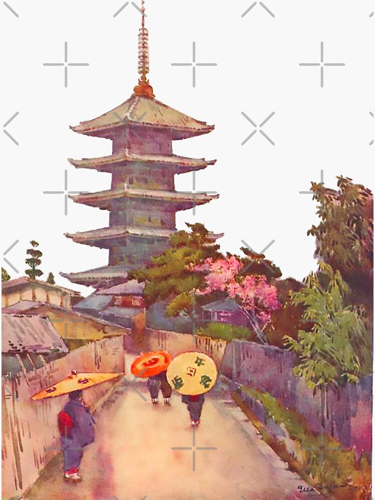 "Japanese art, Japanese Temple" Sticker by danaJG | Redbubble