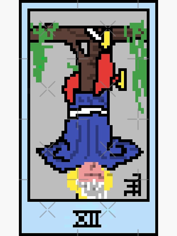 "Wait, is this pixel art tarot? Green - Major Arcana 'The Hanged Man ...