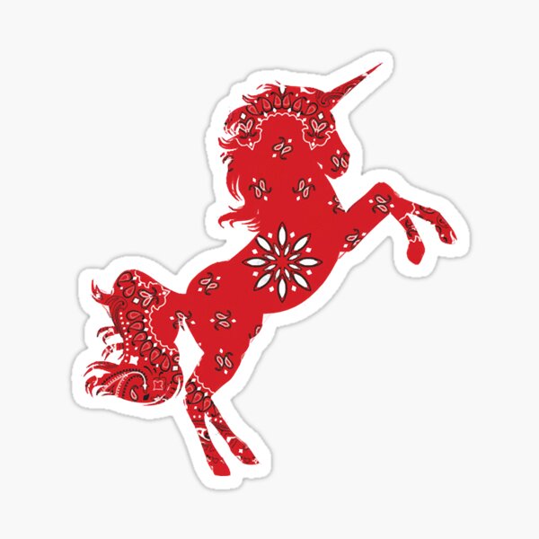 "BANDAN1MALS Unicorn-Red Hanky " Sticker by Benjamin720769 | Redbubble
