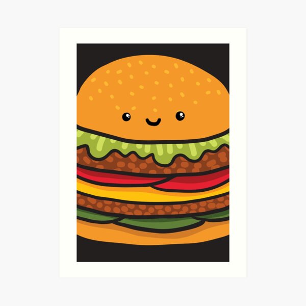 "Cute burger. Hamburger fast food." Art Print for Sale by kostolom3000 ...