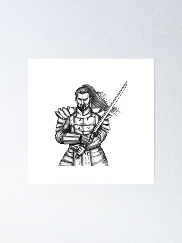 "Samurai Warrior Fight Stance Tattoo" Poster for Sale by patrimonio ...