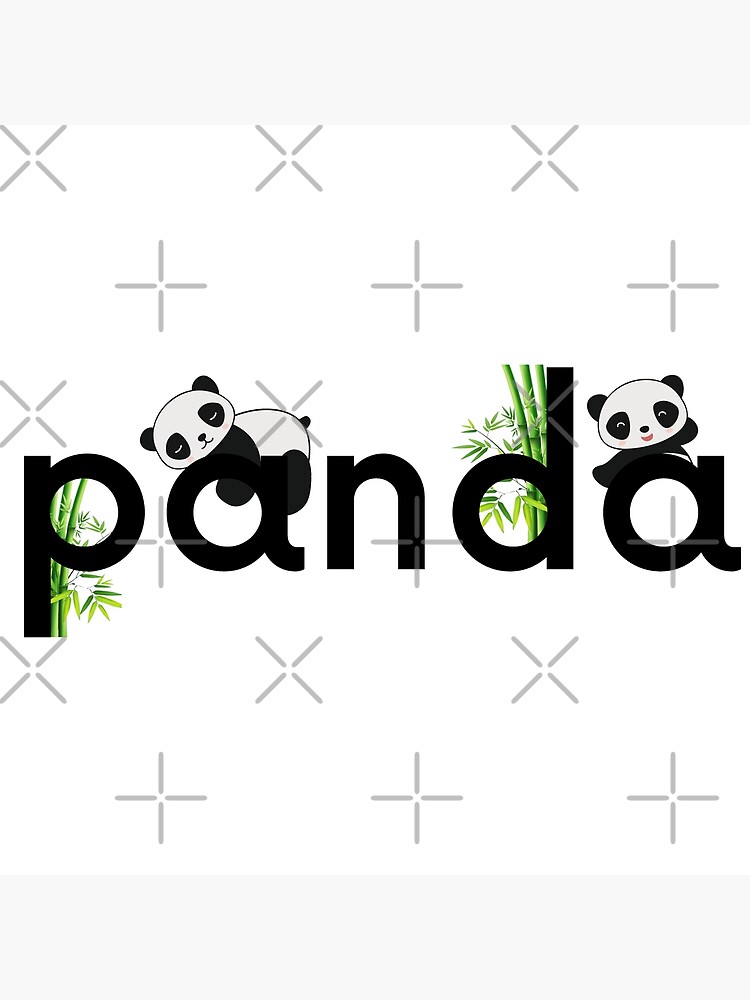 "Cute pandas with panda word" Poster for Sale by 3liliesworld | Redbubble