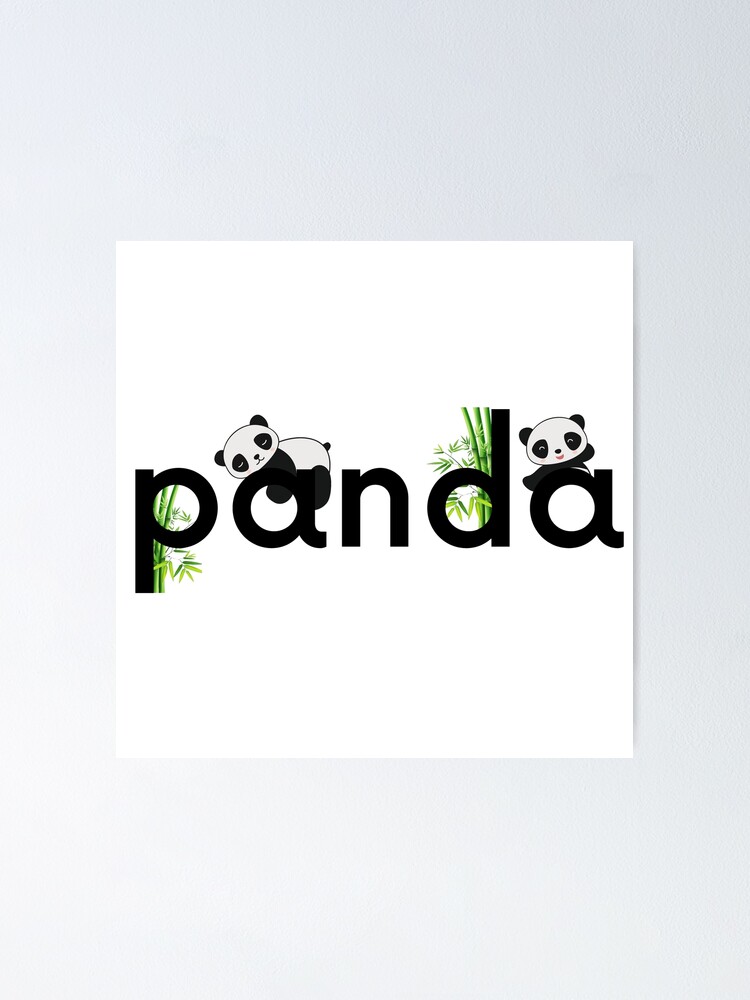 "Cute pandas with panda word" Poster for Sale by 3liliesworld | Redbubble