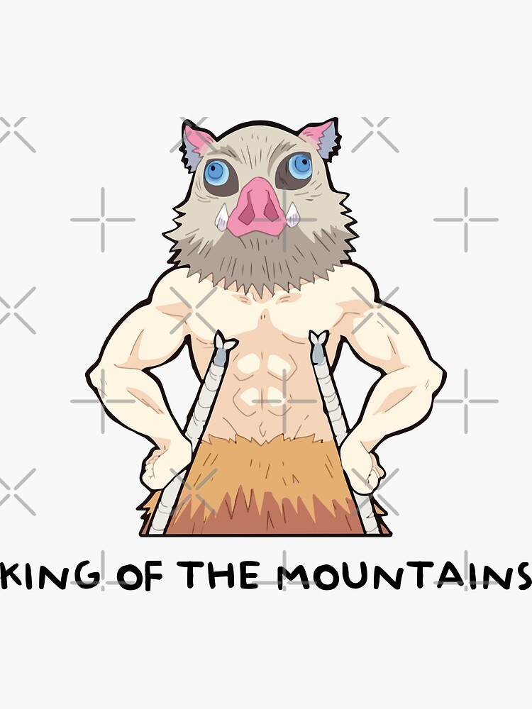 "Inosuke Hashibira Funny "King of the Mountains"" Sticker by Alicia-Lee ...