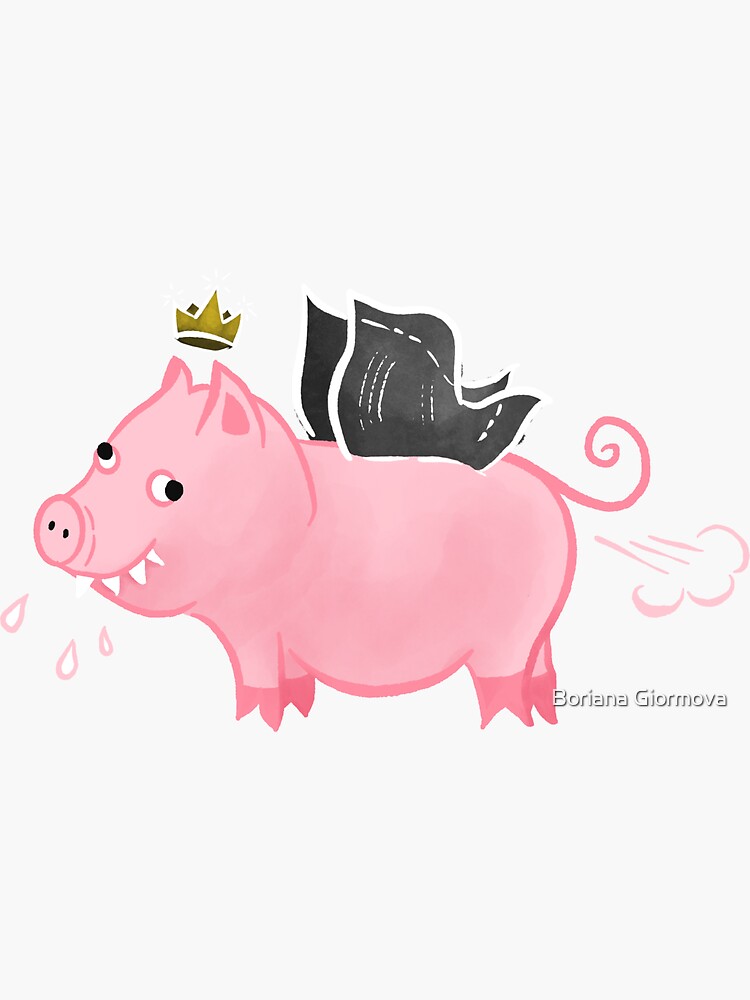 "Funny pig fairy farting" Sticker by azzza | Redbubble