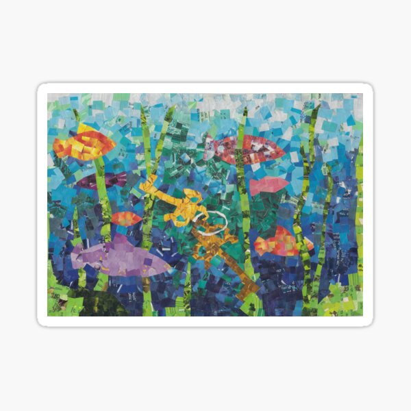 "Fish in aquarium collage " Sticker by Yulia-mozes | Redbubble